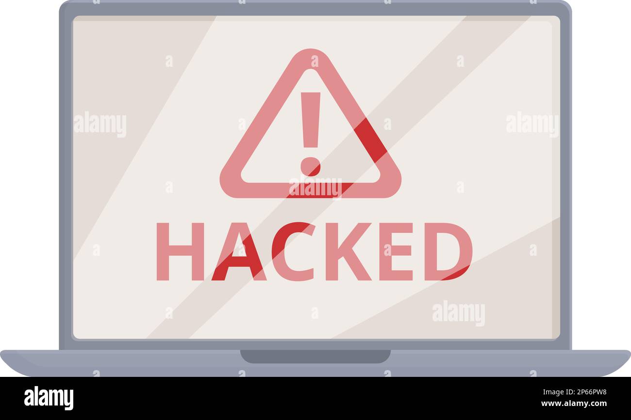 Hacked laptop icon cartoon vector. Cyber attack. Steal data Stock ...