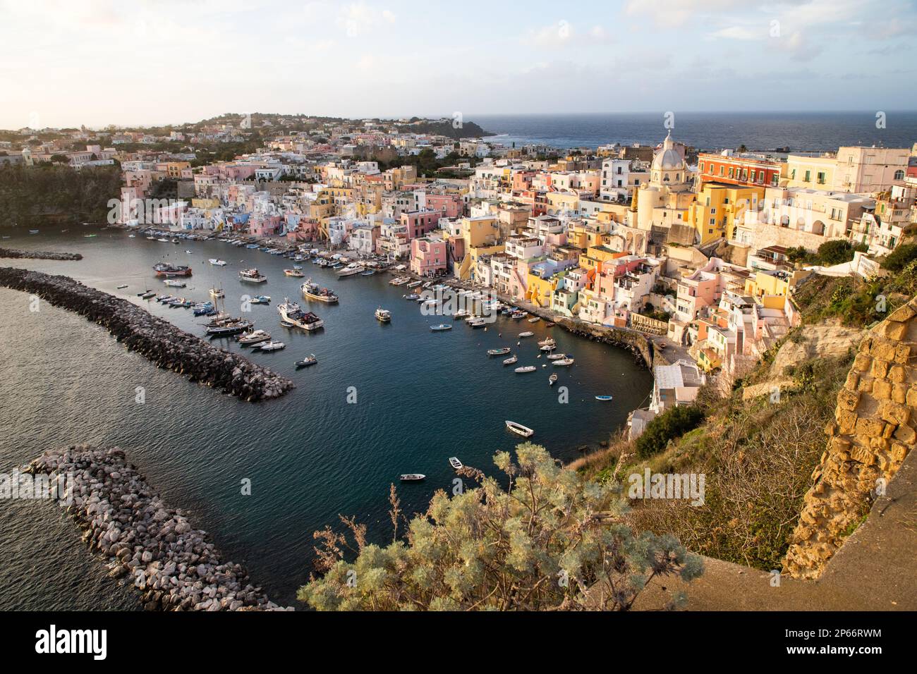 Beautiful Italian island of Procida, famous for its colorful marina ...