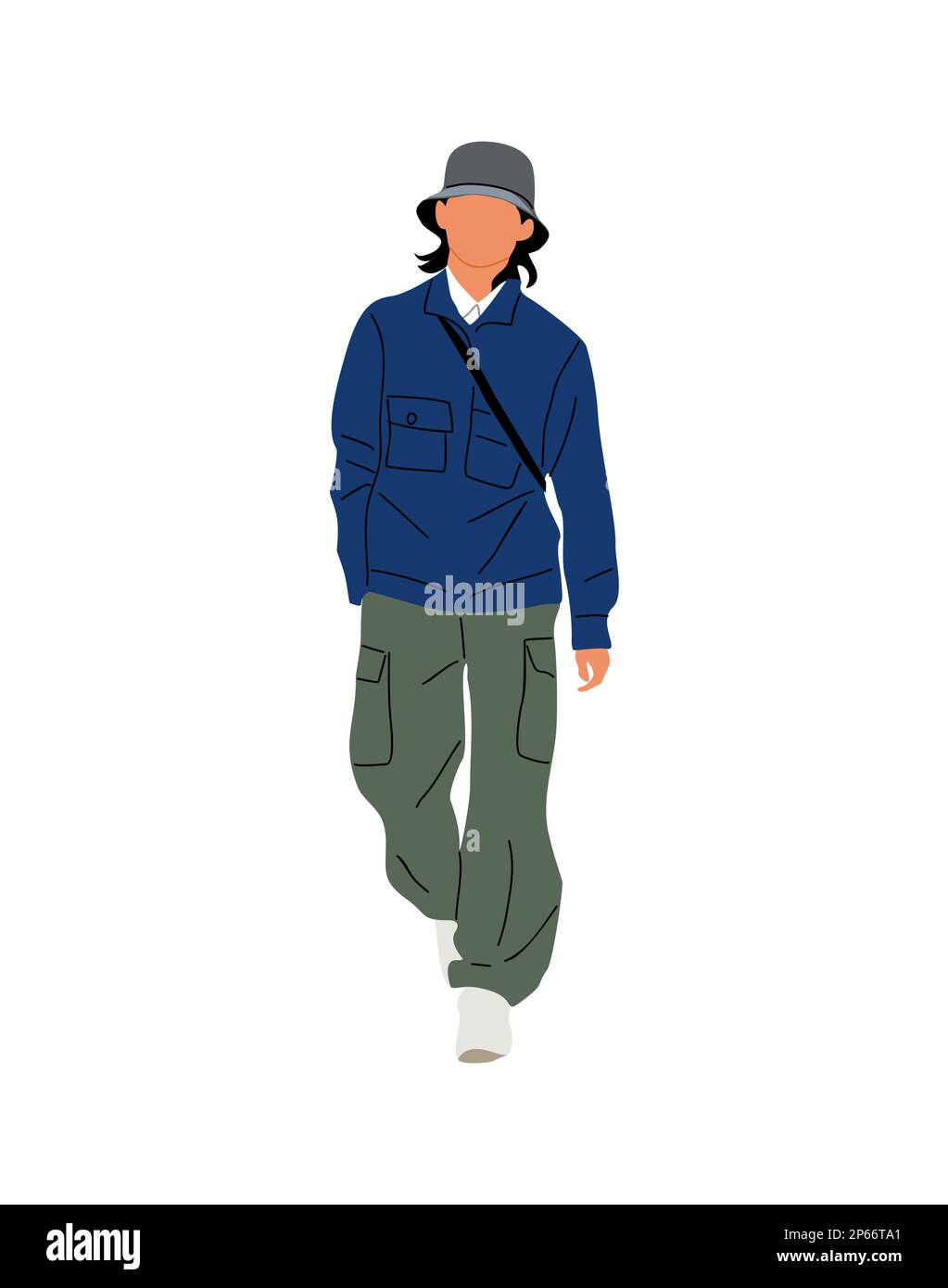 Stylish guy walking, wearing trendy outfit vector Stock Vector Image ...