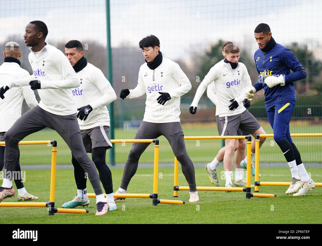 Tottenham Hotspur's Son Heung-min (centre) during a training session at ...