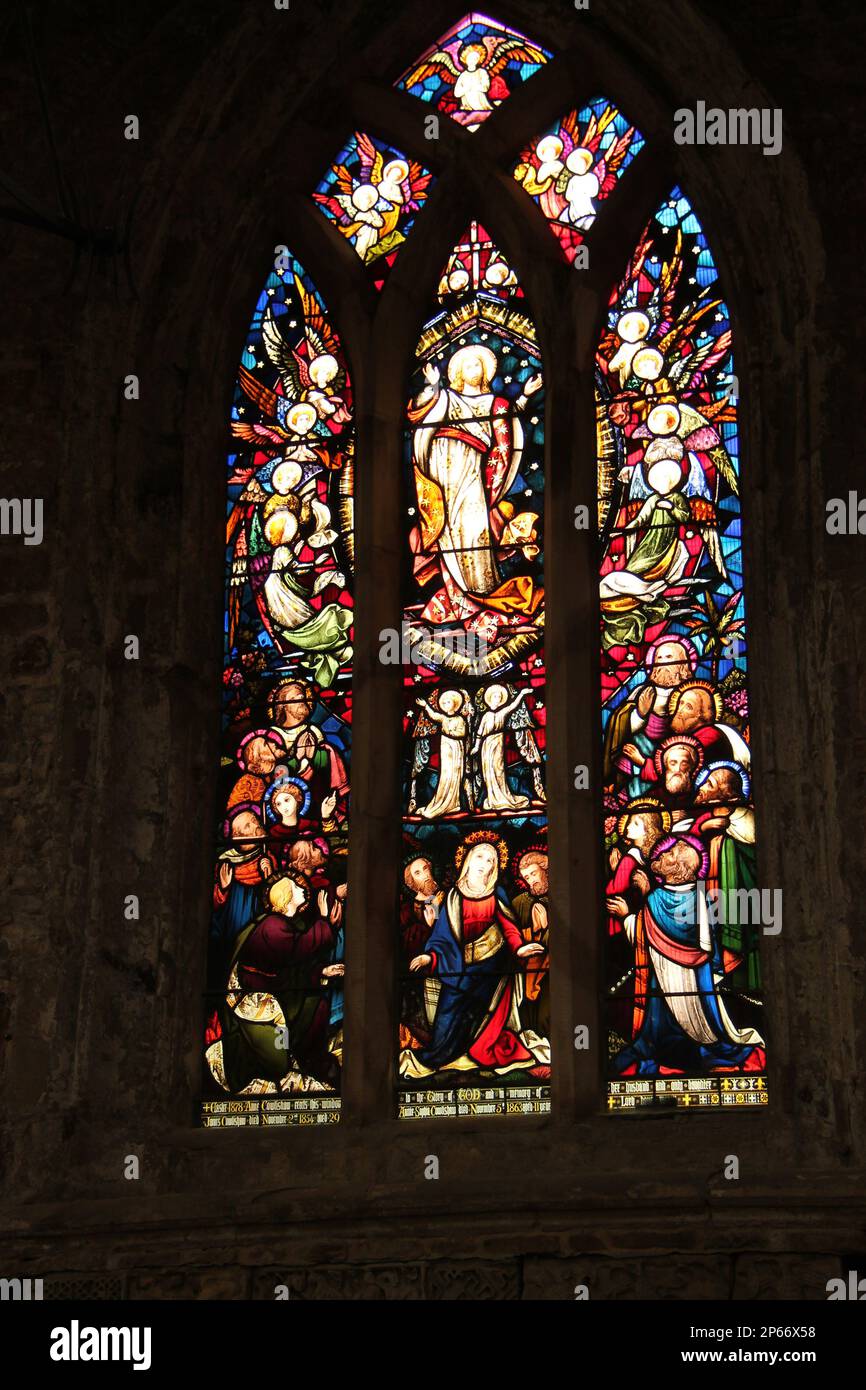 A Beautiful Rural Church Stained Glass Window Stock Photo - Alamy