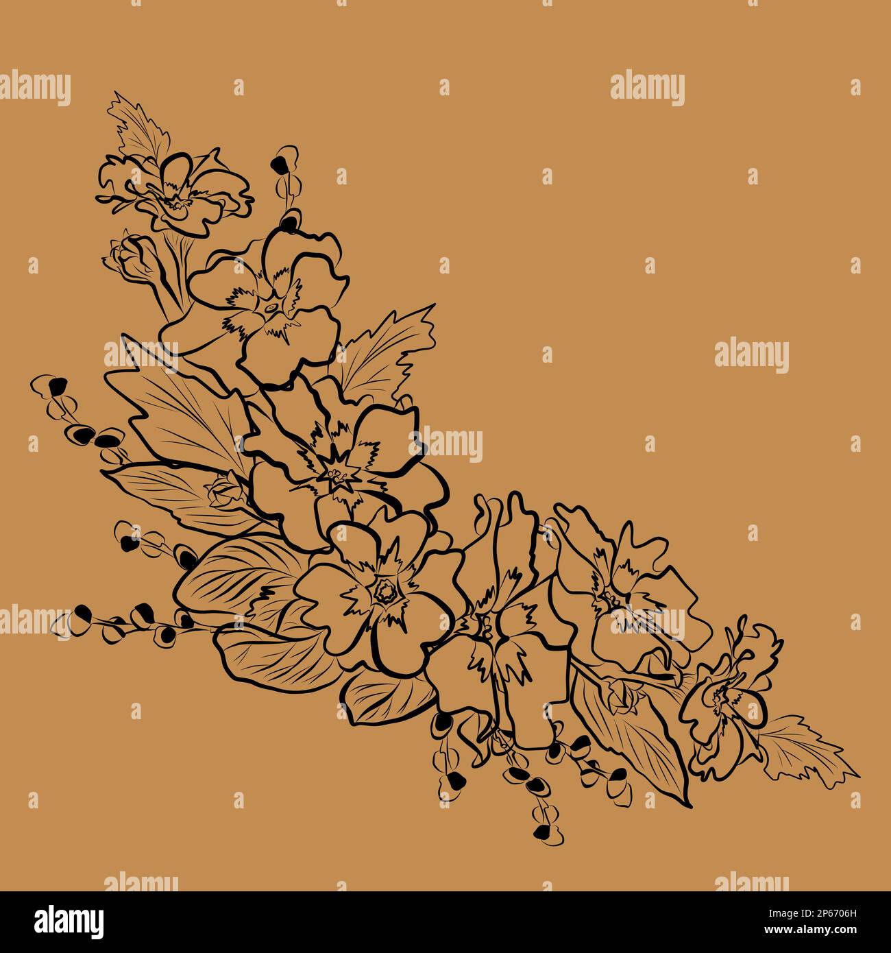 spring corner composition of spring flowers retro primrose pattern ...