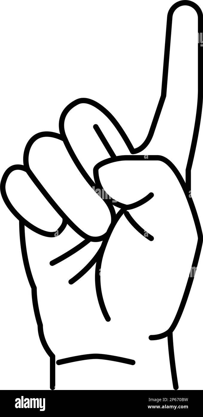 one number hand gesture line icon vector illustration Stock Vector ...