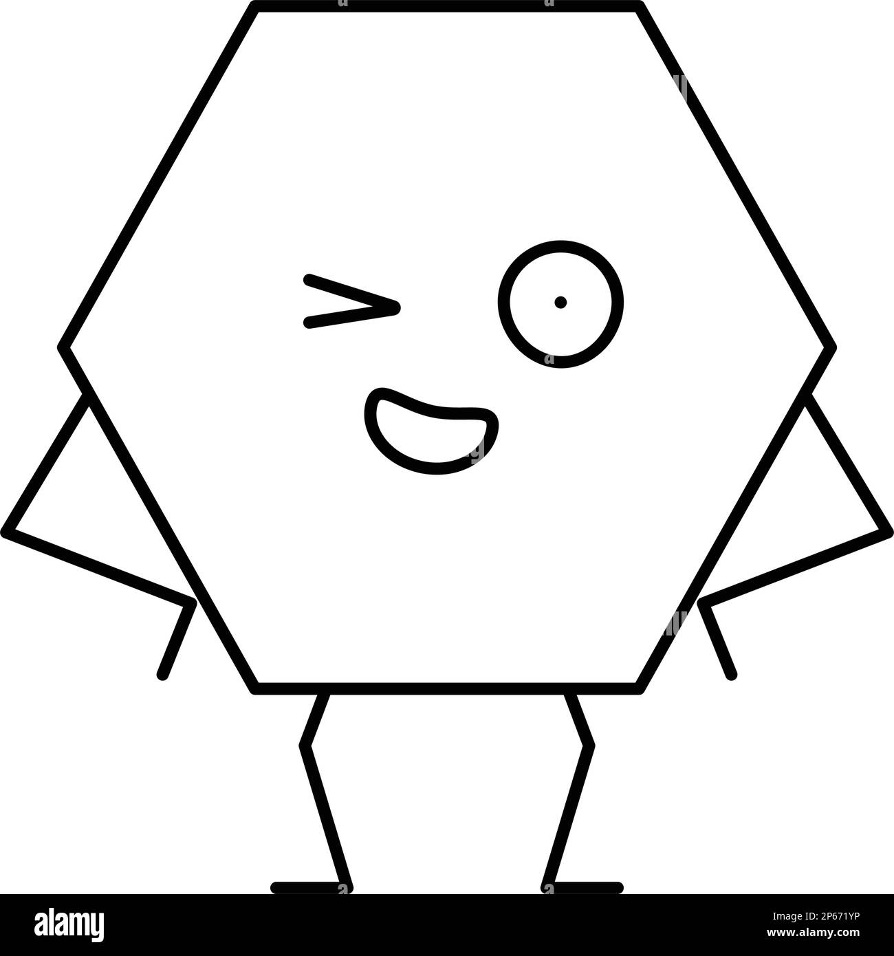 hexagon geometric shape character line icon vector illustration Stock ...
