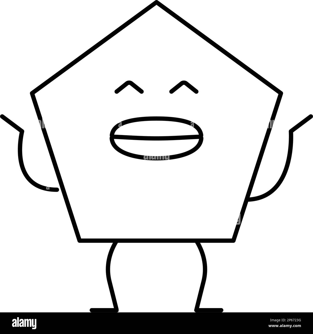 pentagon geometric shape character line icon vector illustration Stock ...