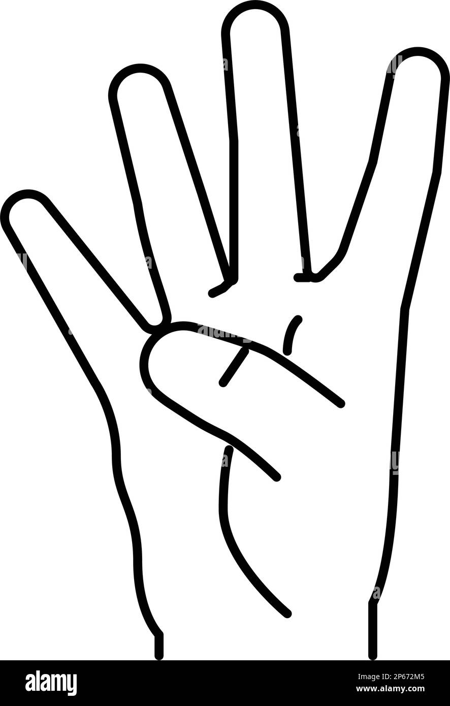 four number hand gesture line icon vector illustration Stock Vector Image & Art - Alamy