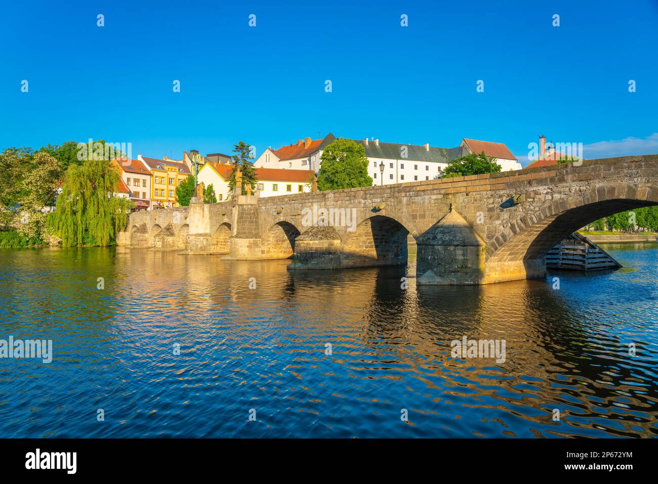 Pisek Stone bridge over Otava River, Pisek, South Bohemian Region ...