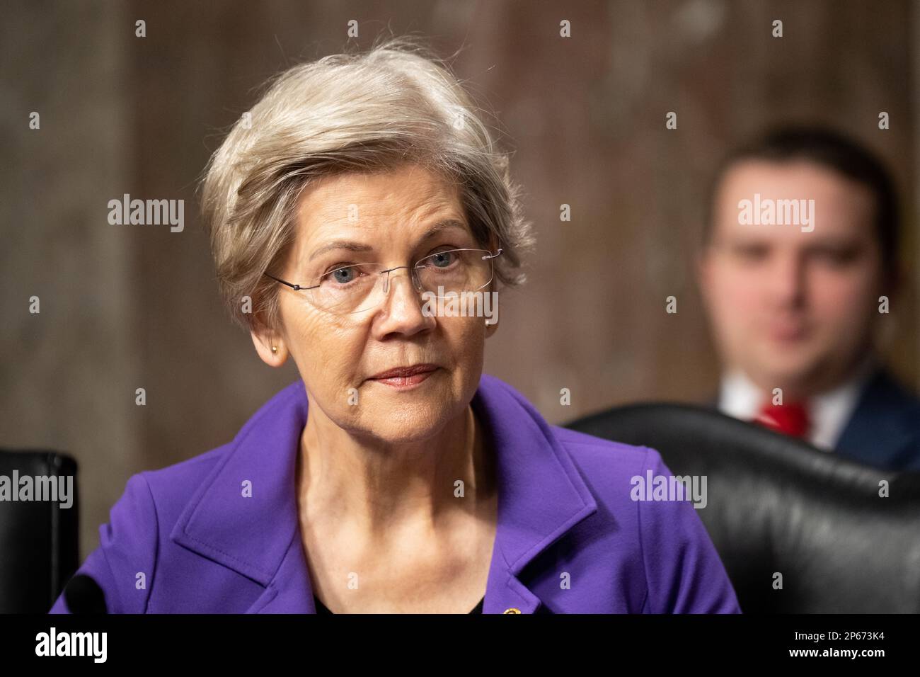 WASHINGTON - MARCH 7: Sen. Elizabeth Warren, D-Mass., takes her seat ...