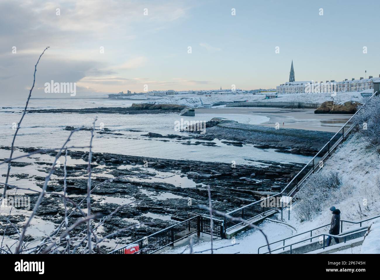 Cullercoats Watch House covered in snow Stock Photo - Alamy