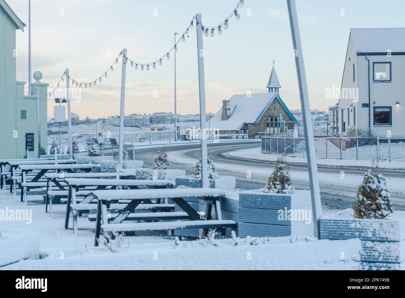 Cullercoats Watch House covered in snow photographed through the fairy ...