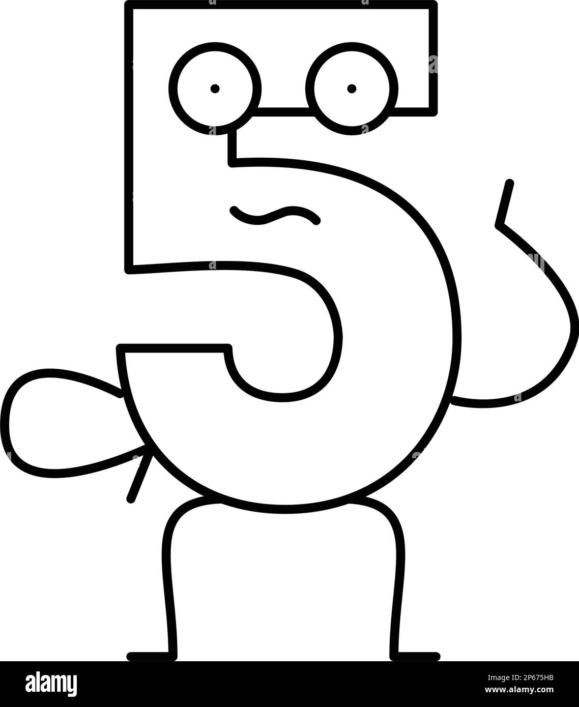 five number character line icon vector illustration Stock Vector Image ...
