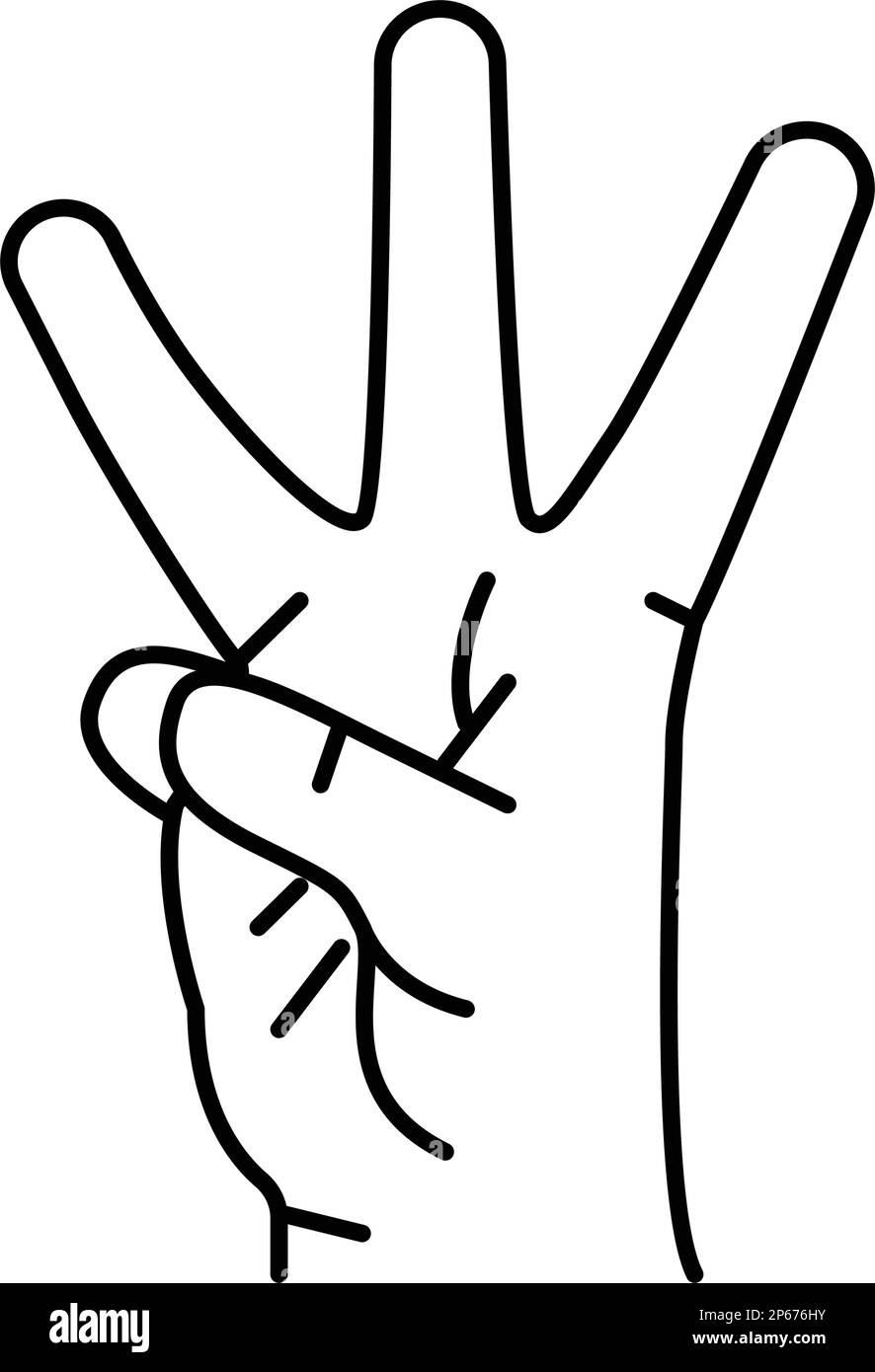 three number hand gesture line icon vector illustration Stock Vector Image & Art - Alamy