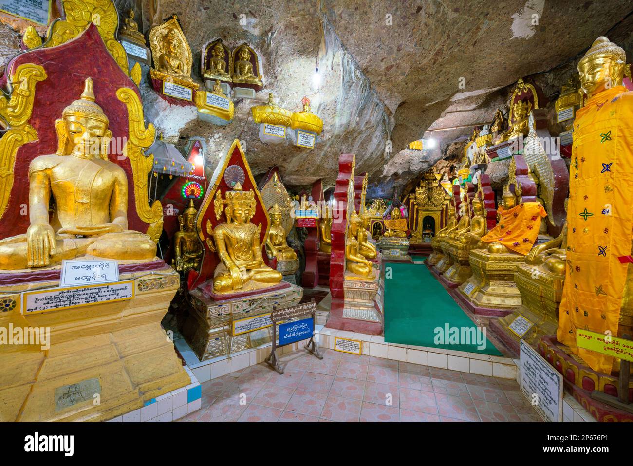 Buddha statues inside Shwe Oo Min Caves, Kalaw, Shan State, Myanmar (Burma), Asia Stock Photo ...