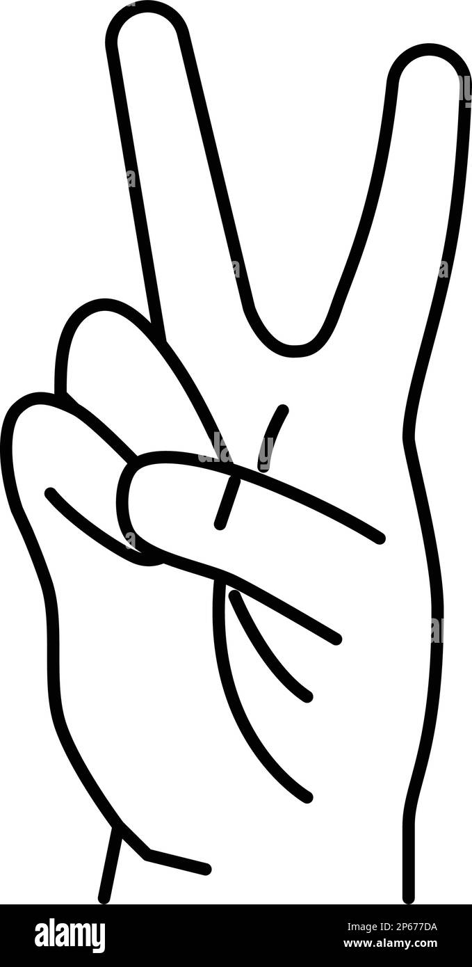 two number hand gesture line icon vector illustration Stock Vector Image & Art - Alamy