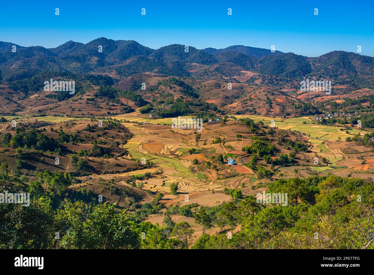 Mountainous countryside near Kalaw, Shan State, Myanmar (Burma), Asia ...