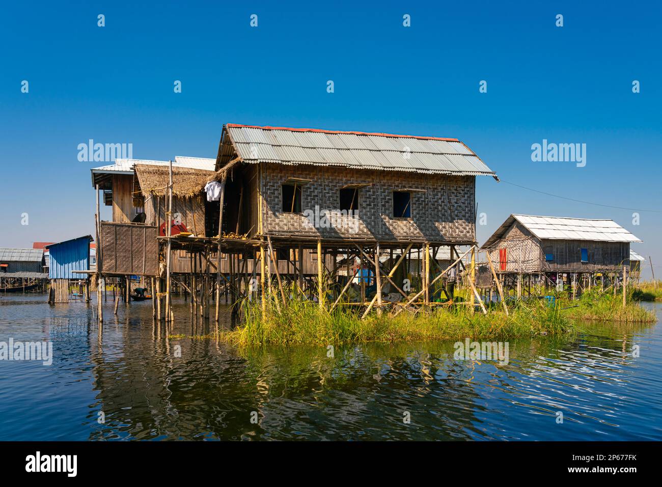 Typical wooden house on Lake Inle, Shan State, Myanmar (Burma), Asia ...
