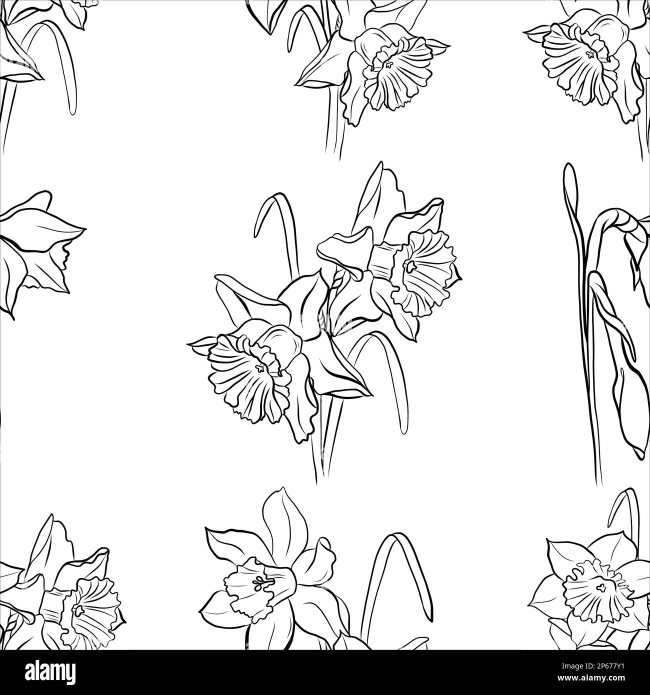 Spring flowers collection of seamless vector pattern drawing 4-1 Stock ...