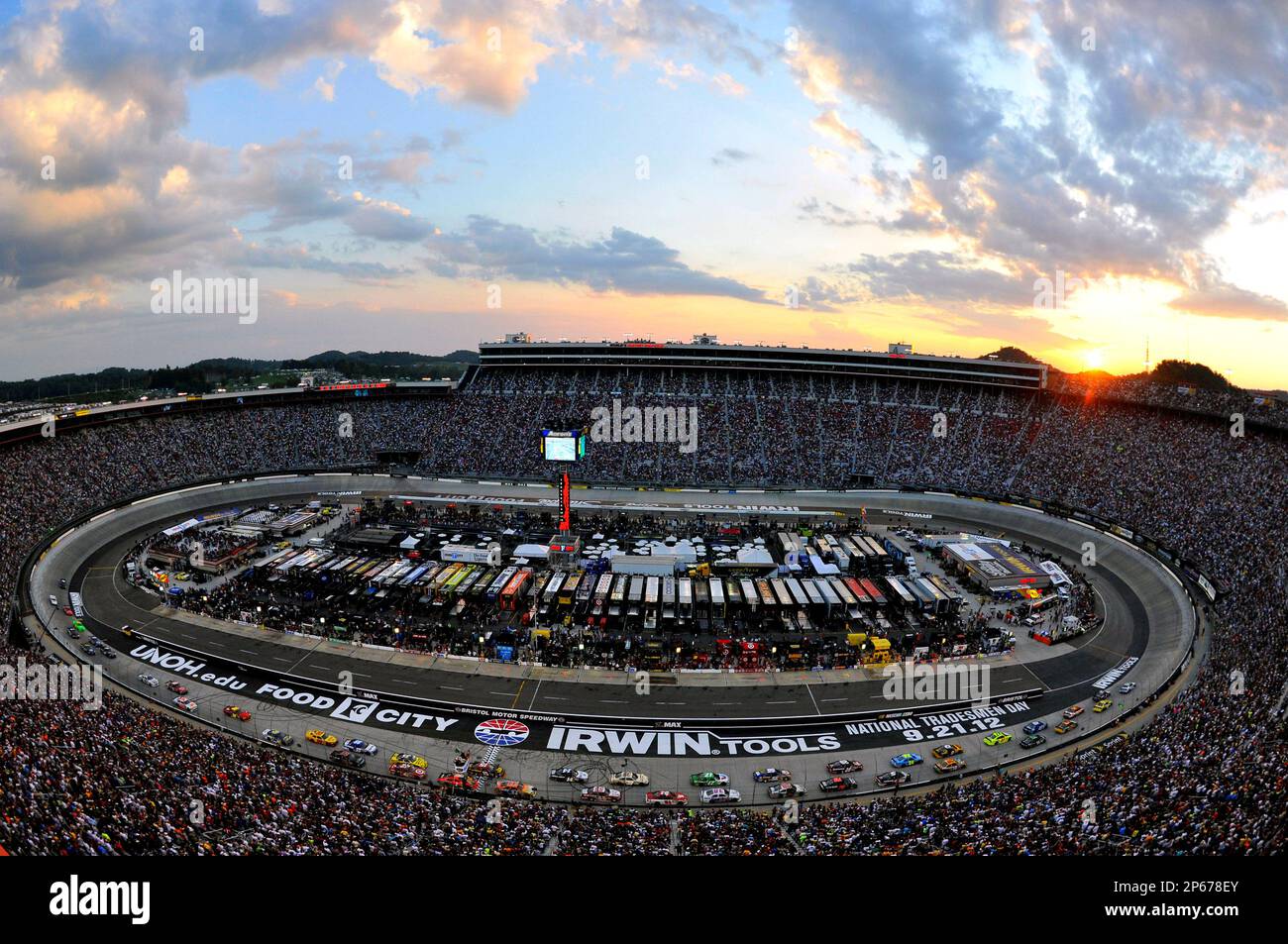 Brad Keselowski (2) and Casey Mears (13) lead the start during the ...