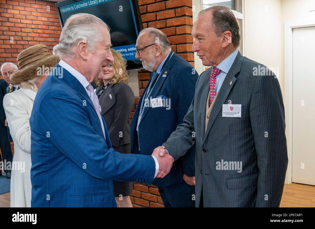 King Charles III shakes hands with Rear Admiral Roy Clare, Vice Lord ...