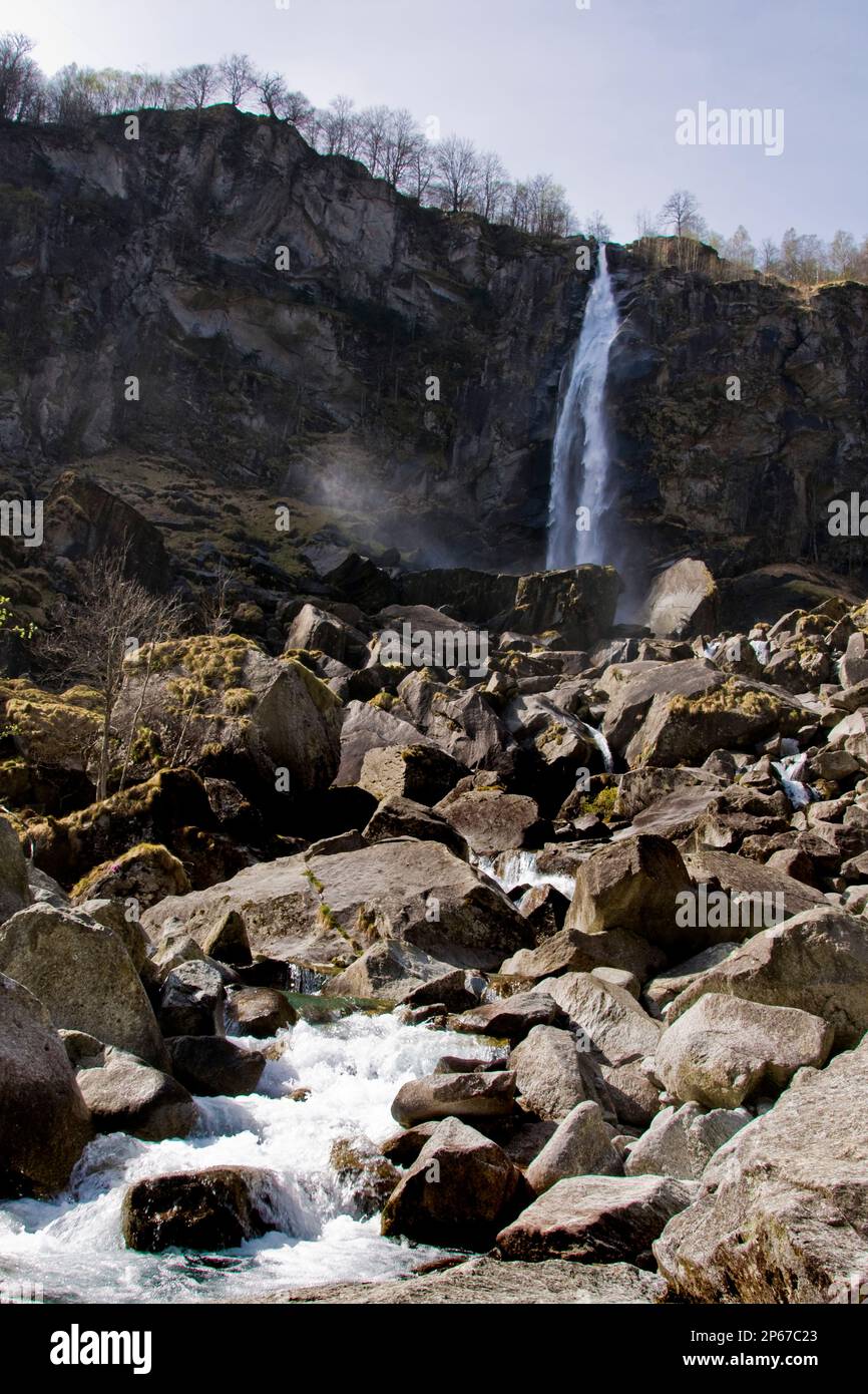 Switzerland, Canton Ticino, Foroglio waterfall Stock Photo - Alamy