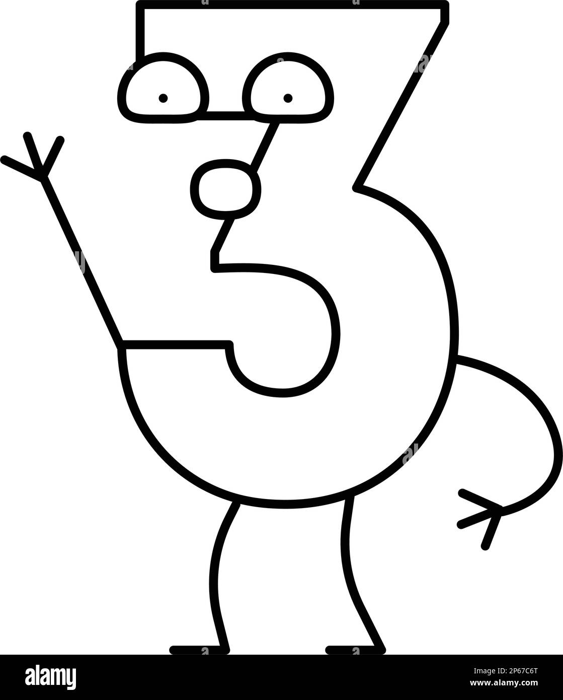 three number character line icon vector illustration Stock Vector Image ...