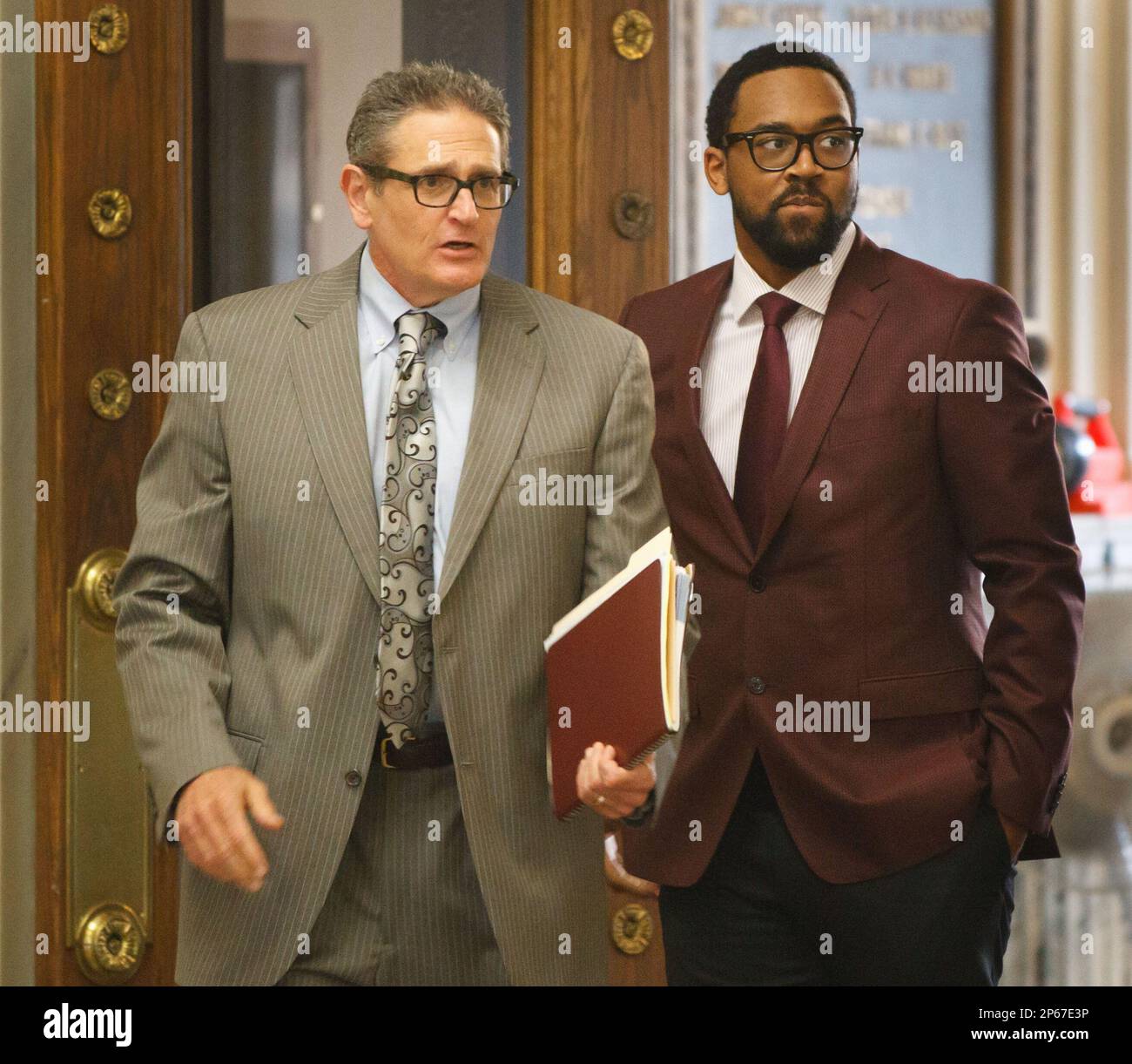 Marcus Jordan, right, and his attorney, Steve Lefler, arrive at the ...