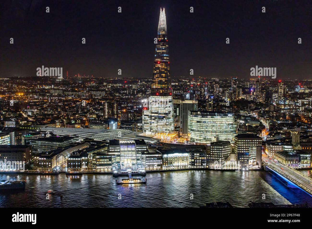 London and The Shard at night, London, England, United Kingdom, Europe ...