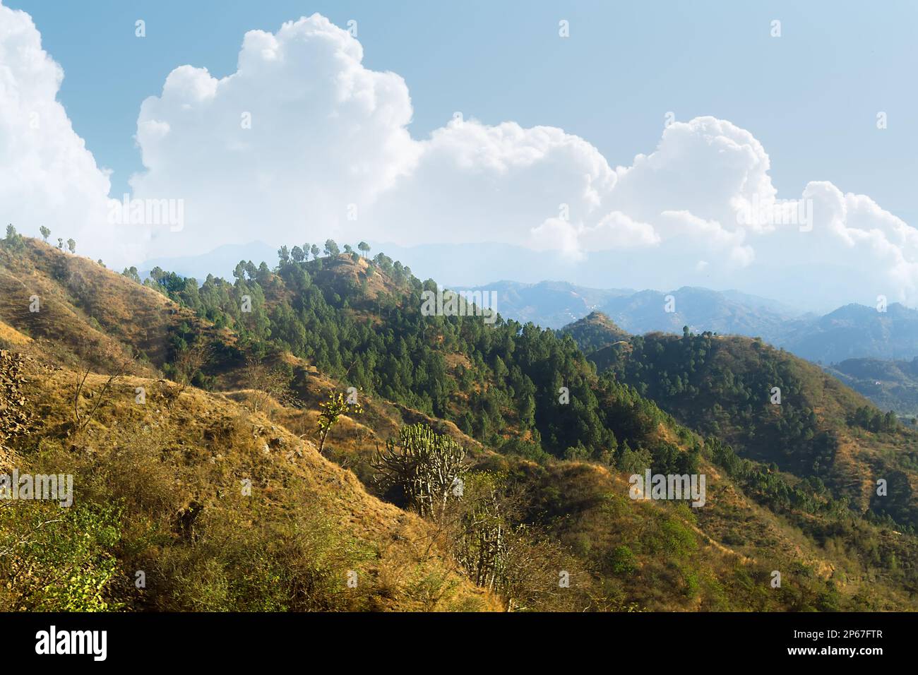 Mountain dry slopes and valleys in the Siwalik mountains, Pre-Himalayas ...