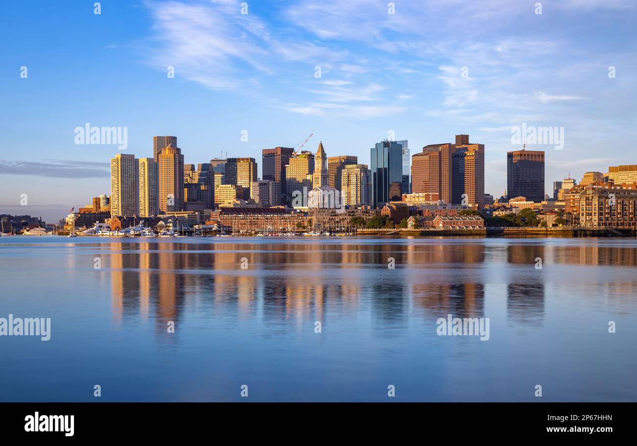 Boston Skyline at sunrise, Boston, Massachusetts, New England, United ...