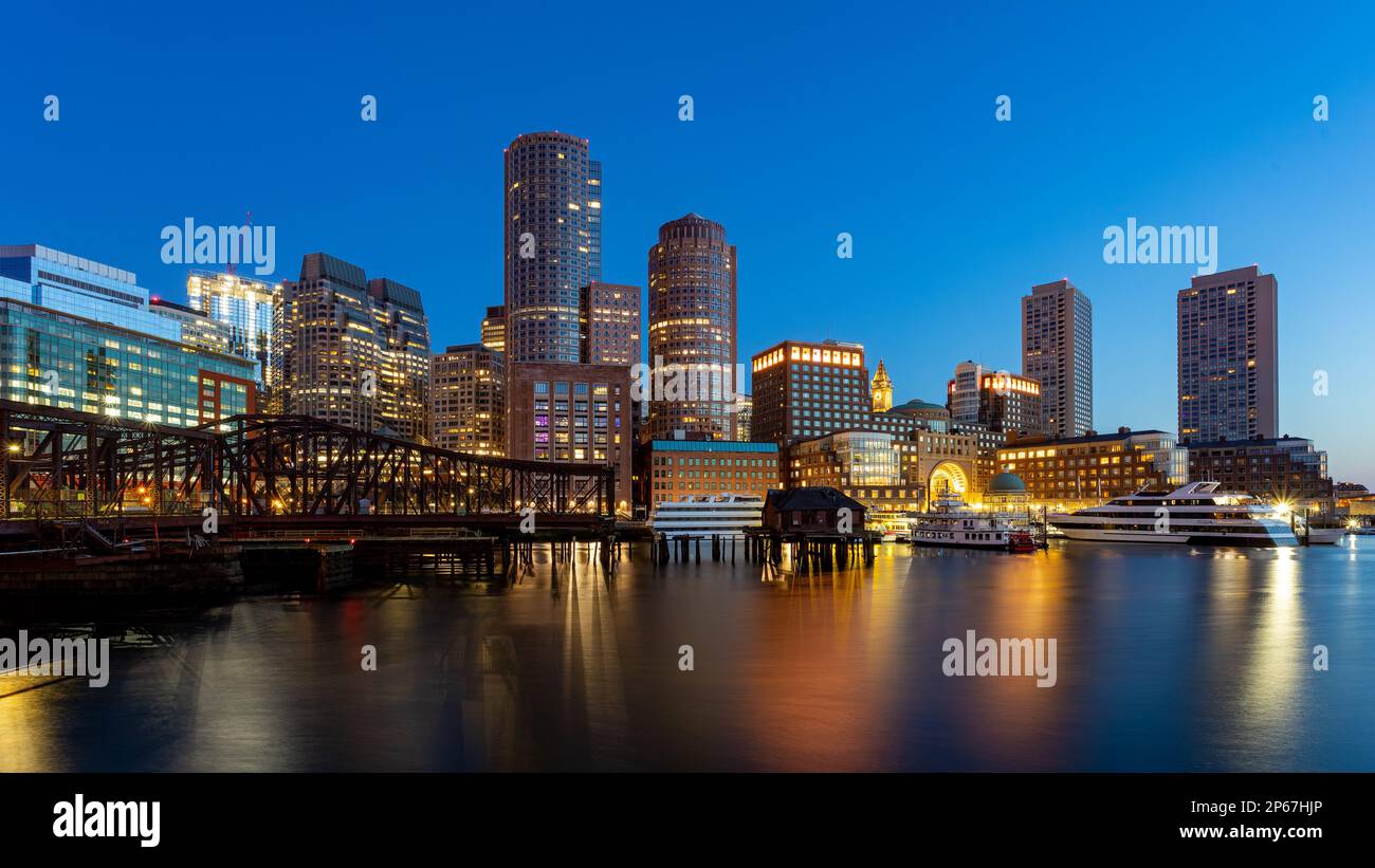 Boston Waterfront at dawn, Boston, Massachusetts, New England, United ...