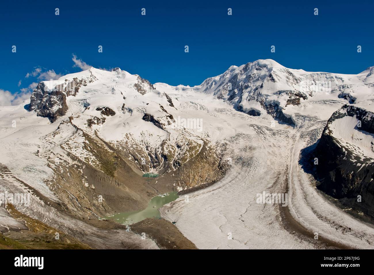 Switzerland, Canton Valais, Zermatt, Gornergrat view, Gornergletscher ...