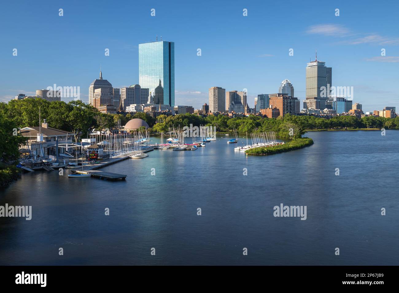 Boston Skyline at sunrise over the Charles River, Boston, Massachusetts ...