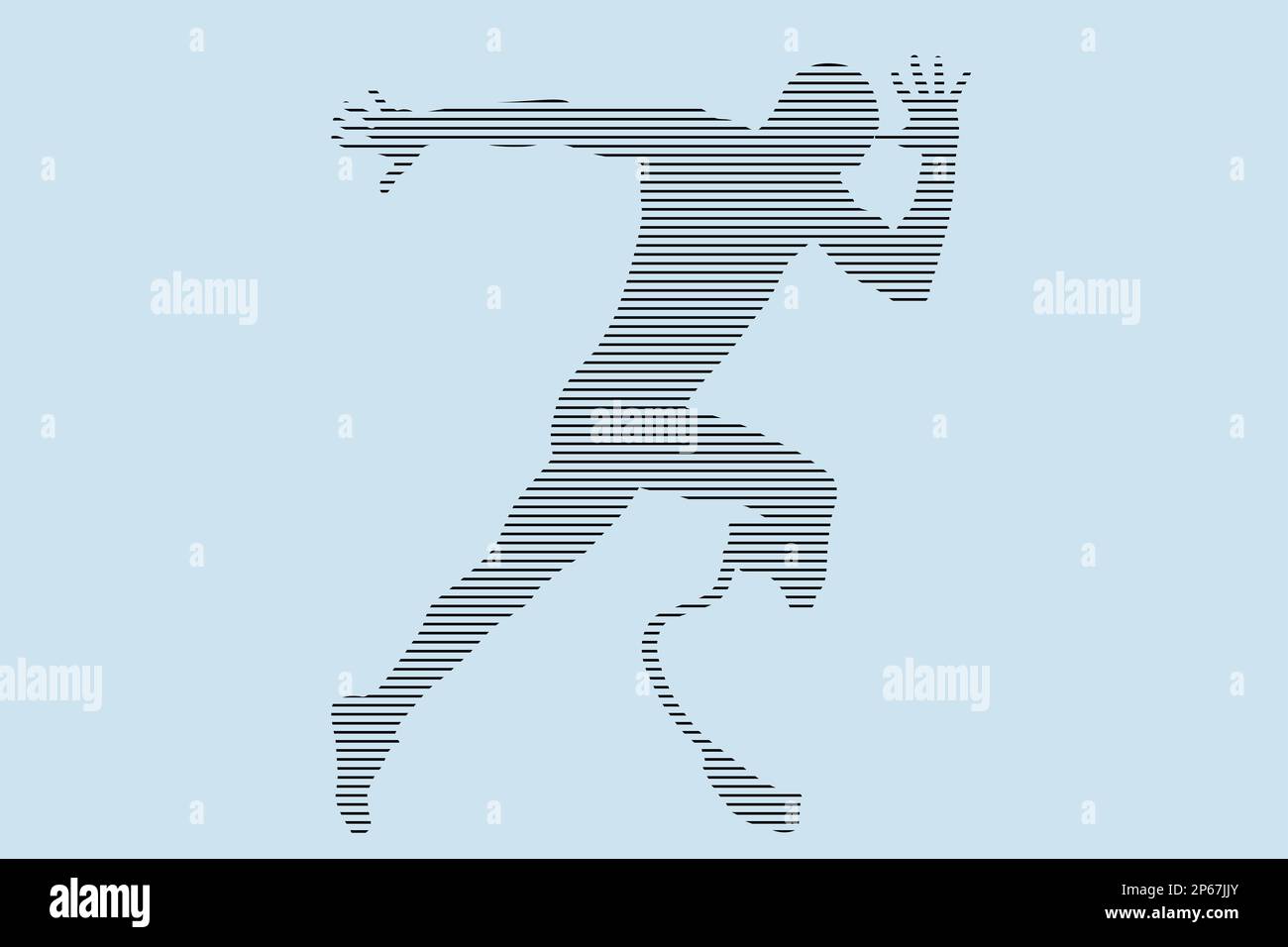 runner athlete disability in prosthetic silhouette in black lines Stock ...