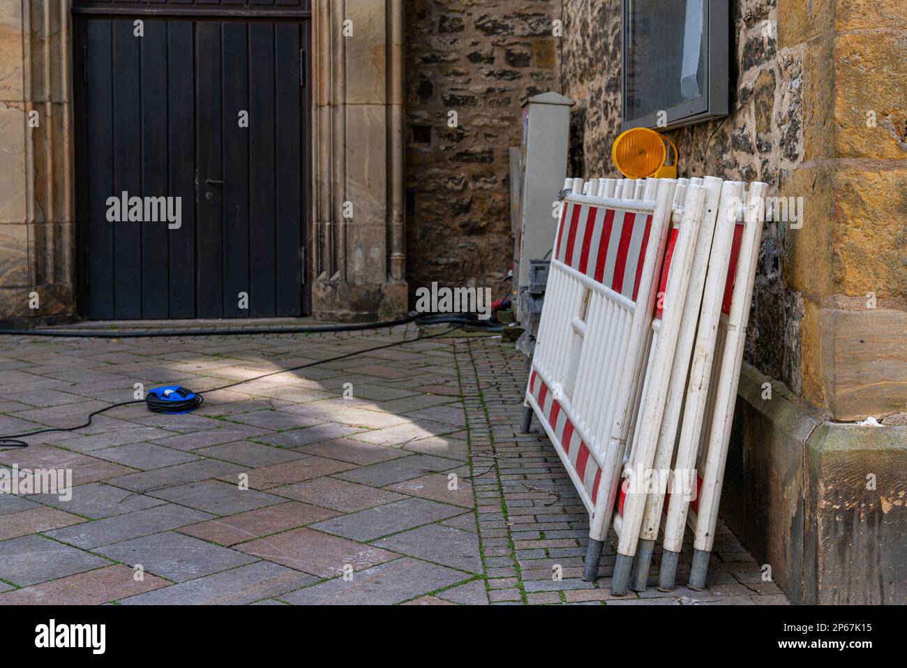 Red plastic construction barriers hi-res stock photography and images ...