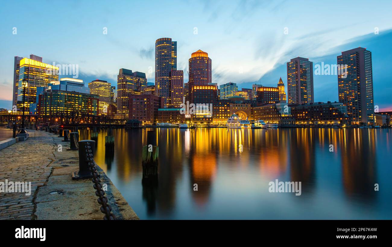 Boston Waterfront Reflection, Boston, Massachusetts, New England ...