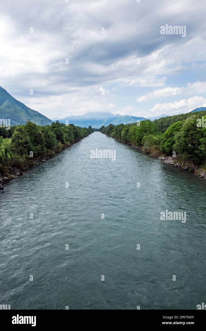 Switzerland, Canton Ticino, Gudo, landscape, Ticino river Stock Photo ...