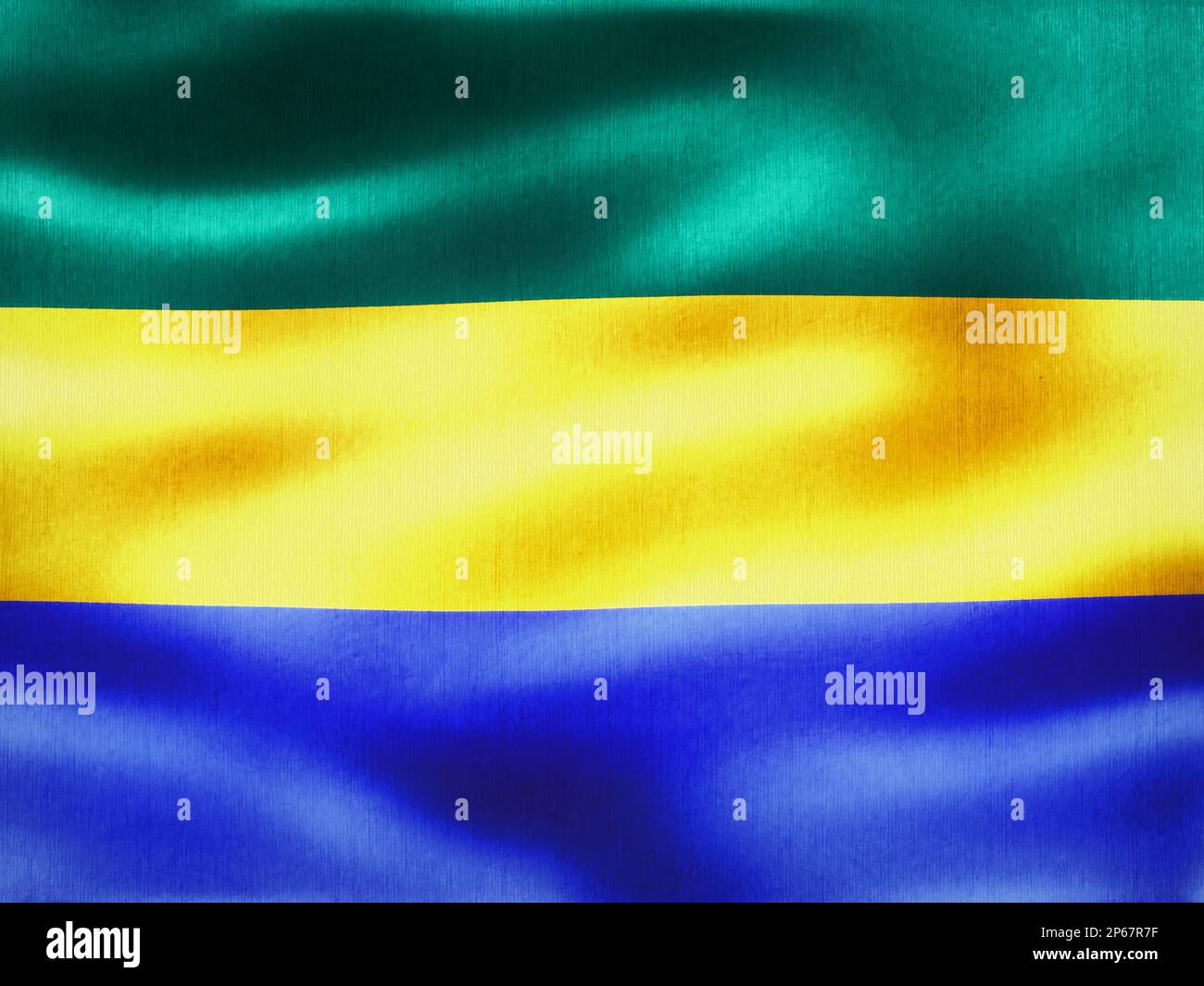 Gabon flag - realistic waving fabric flag Stock Photo - Alamy