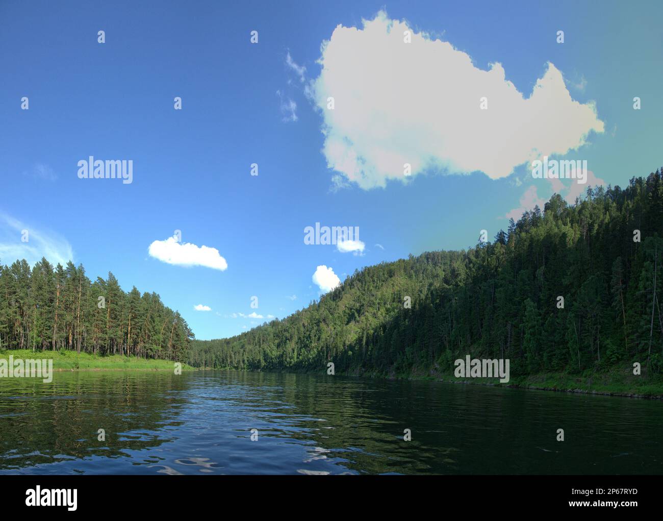 Geography, potamology. Middle Siberia (south part). Panorama of ...