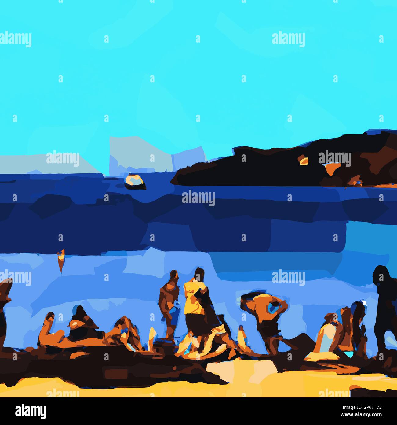Crowd tourist beach Stock Vector Images - Alamy
