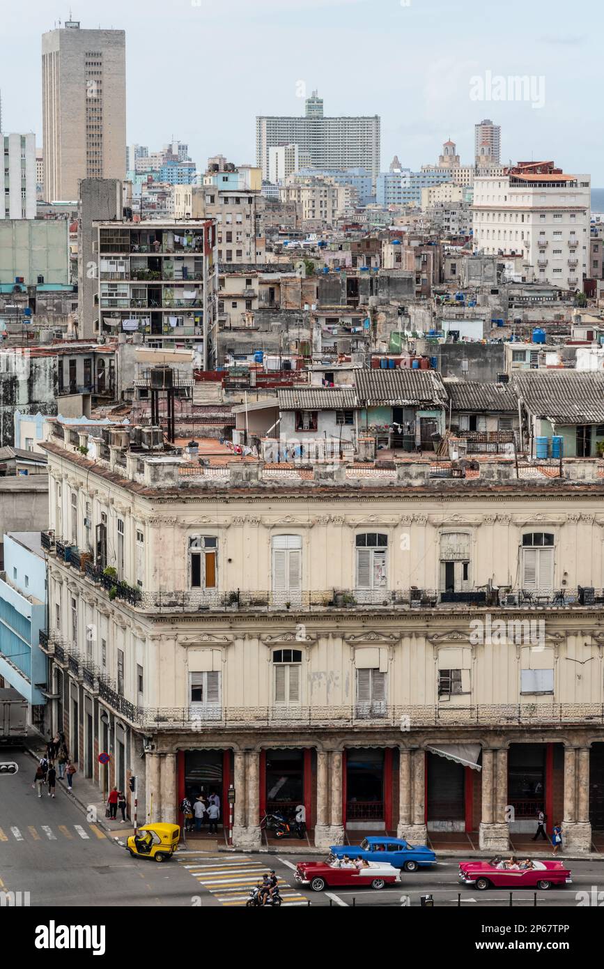 Aerial view of the dividing streets between Modern and Old Havana ...
