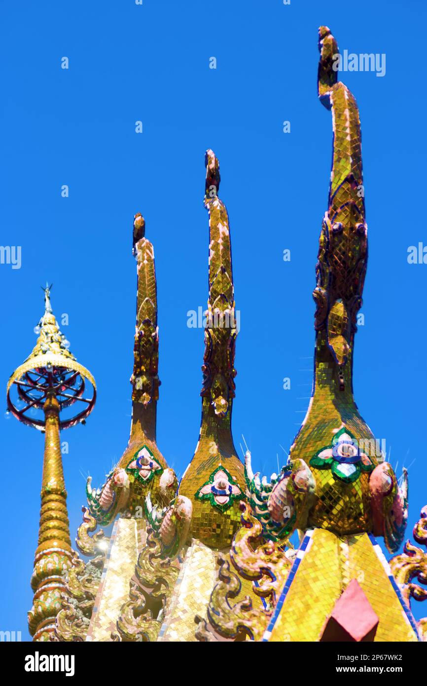 Elements of Thai Temple sculpture: dragon, three-faced janus, samsara ...