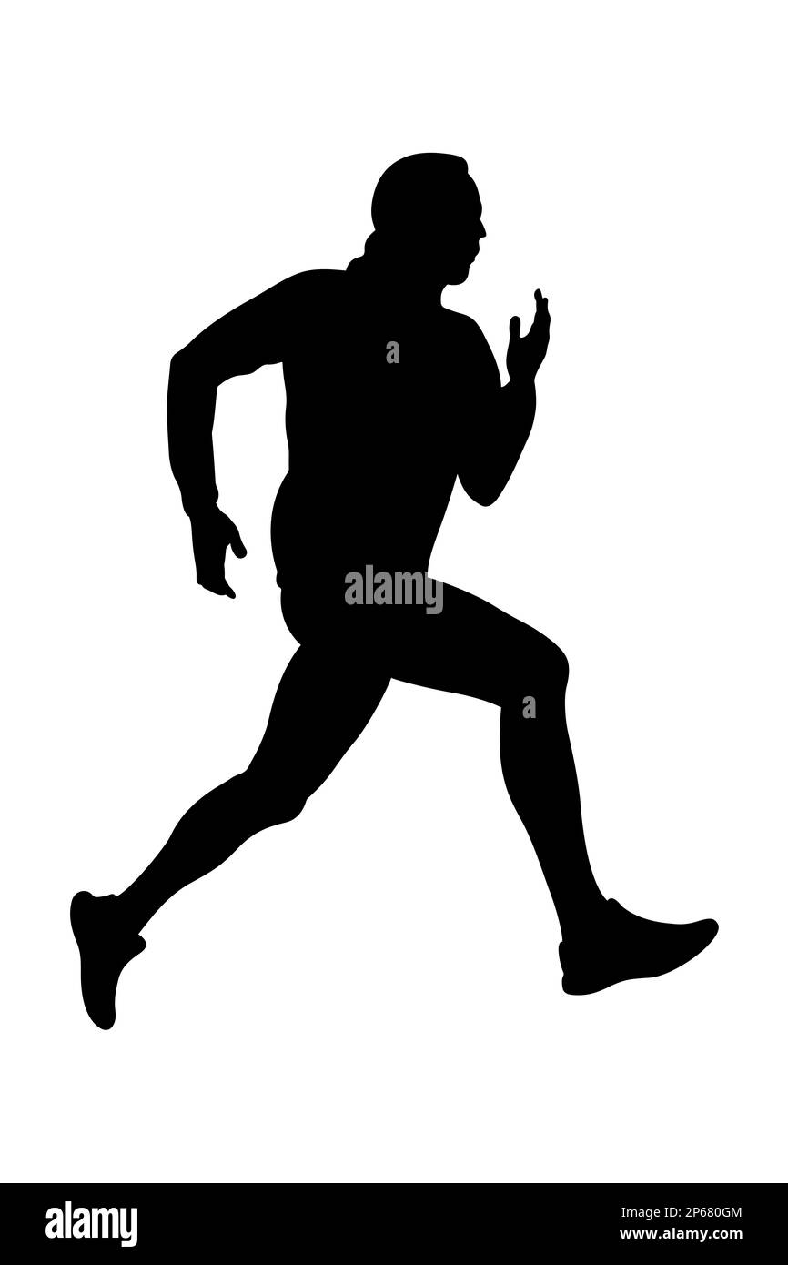 male runner running black silhouette Stock Photo - Alamy