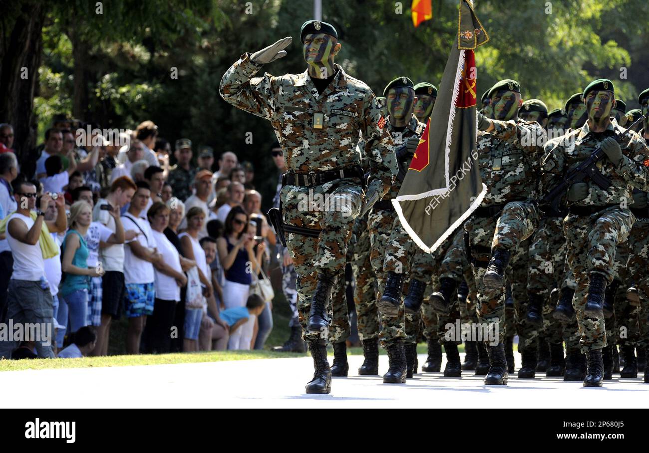 Macedonian Army soldiers, members of the special force battalion ...
