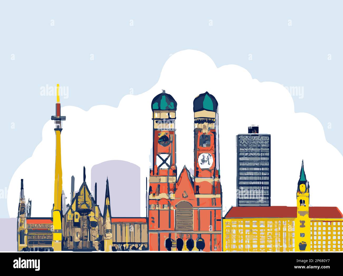 Munich, Germany Skyline. Handmade vector art illustration Stock Vector Image & Art - Alamy