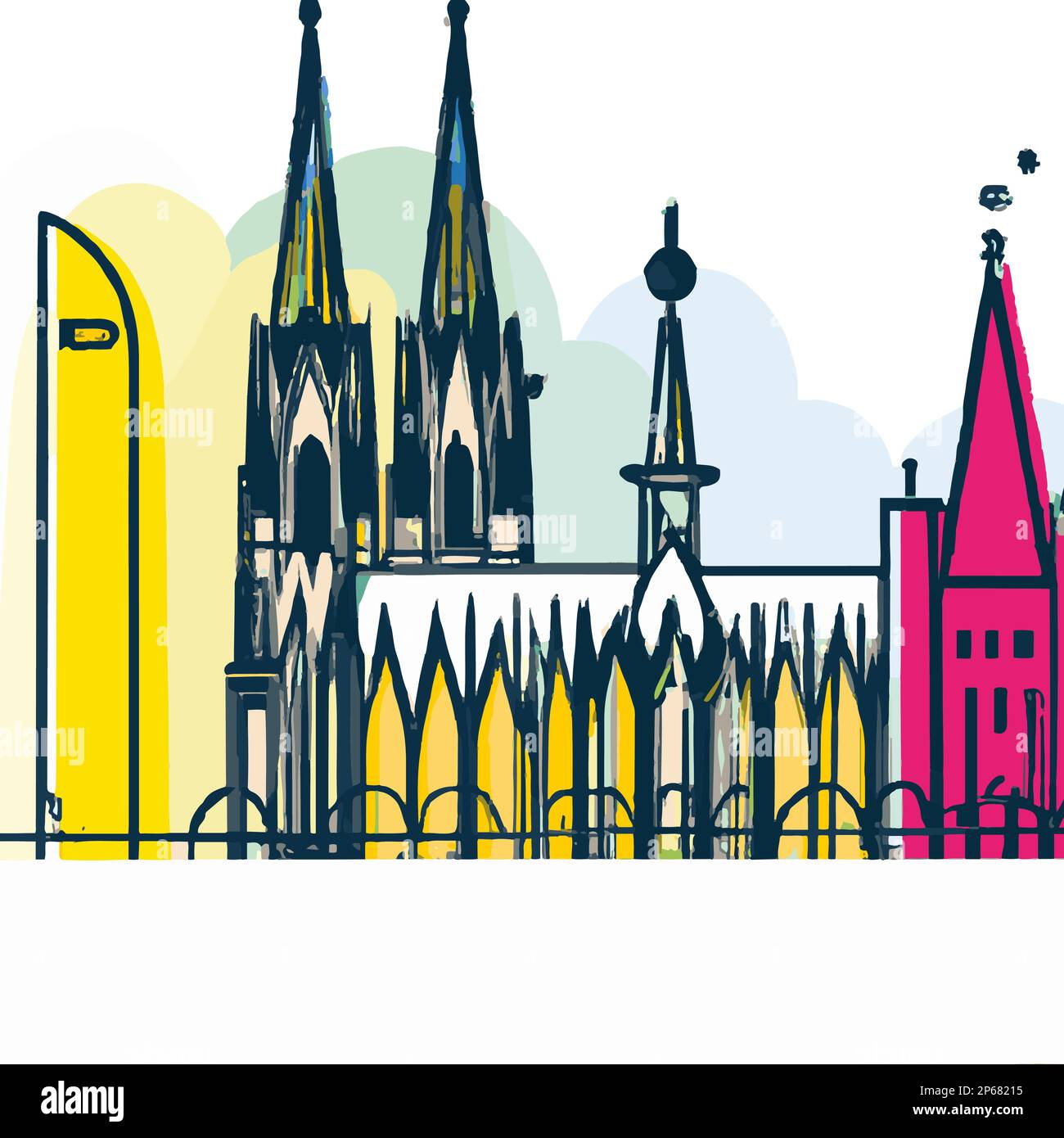 Sketches Of Cologne, Germany Skyline. Handmade vector art illustration ...