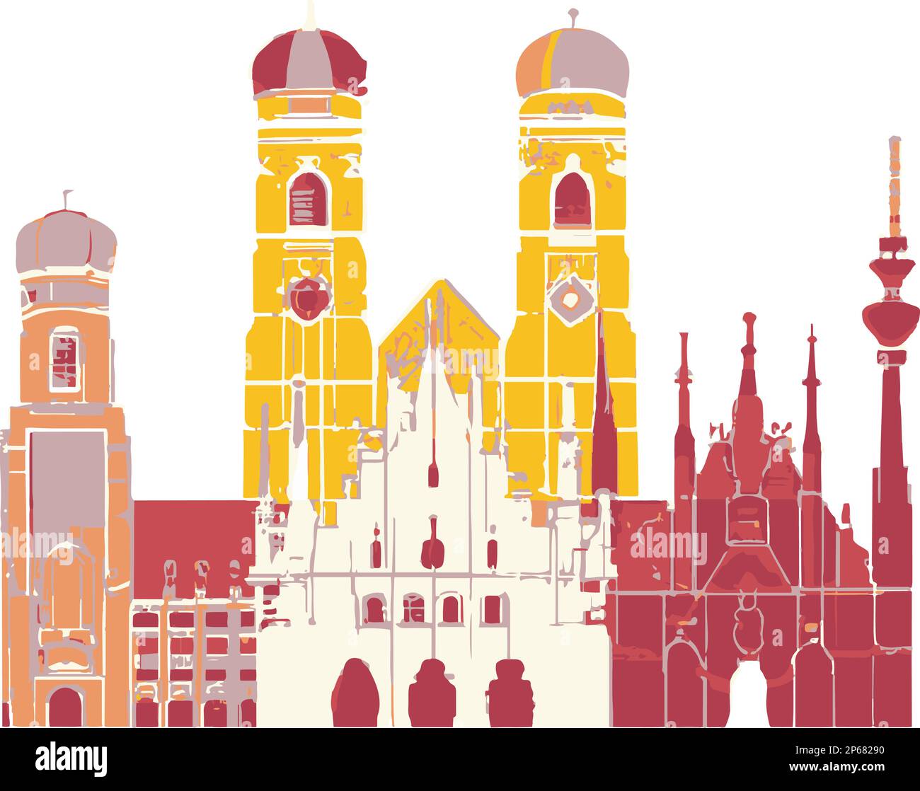 Icon Of Munich, Germany Skyline. Handmade vector art illustration Stock ...