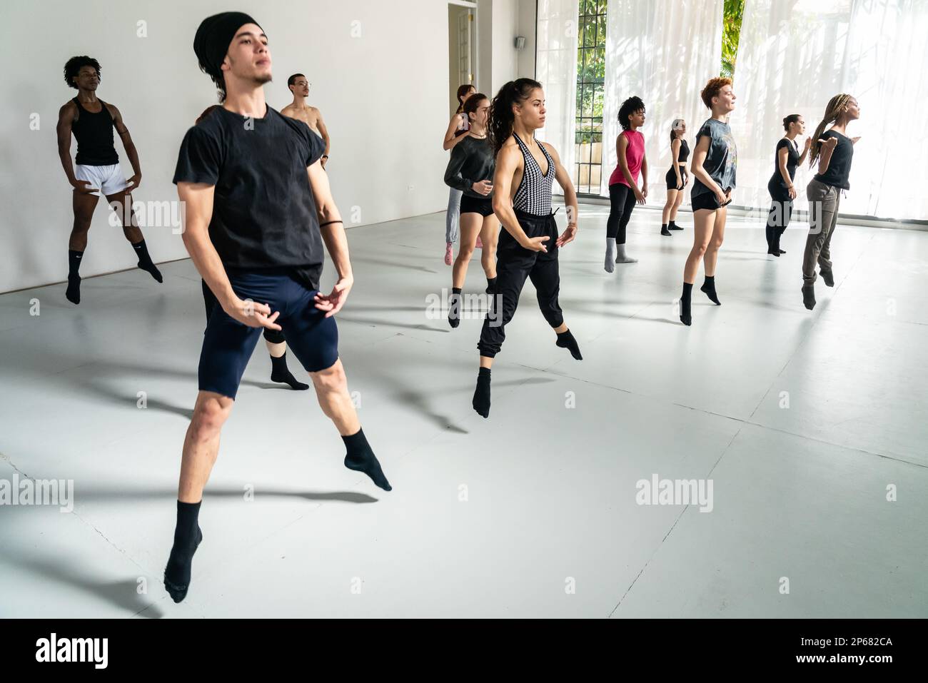 Dancers in rehearsal class of the Mi Compania Ballet Company, Havana ...