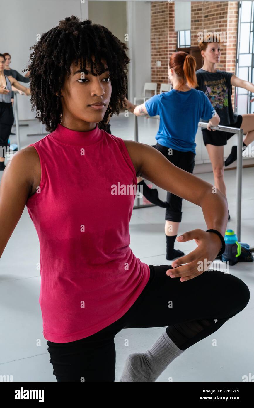 Dancers in rehearsal class of the Mi Compania Ballet Company, Havana ...