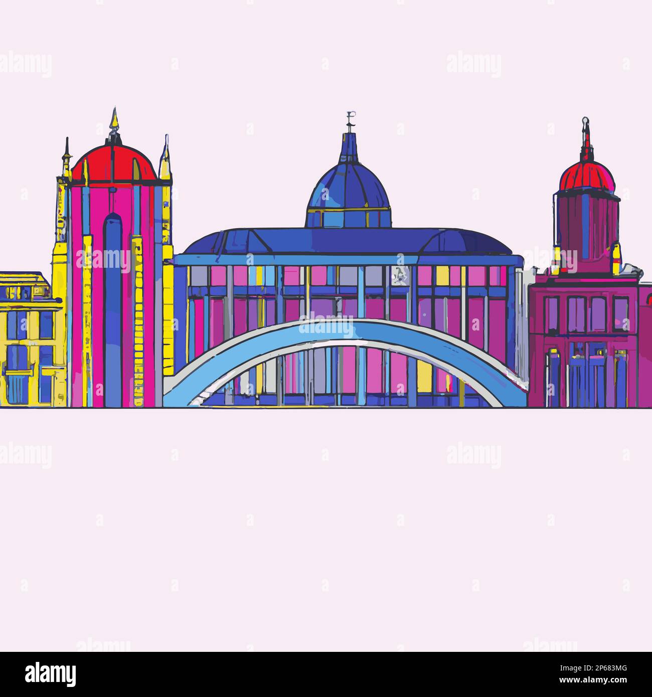Bucharest, Romania Travel Skyline. Handmade vector art illustration ...