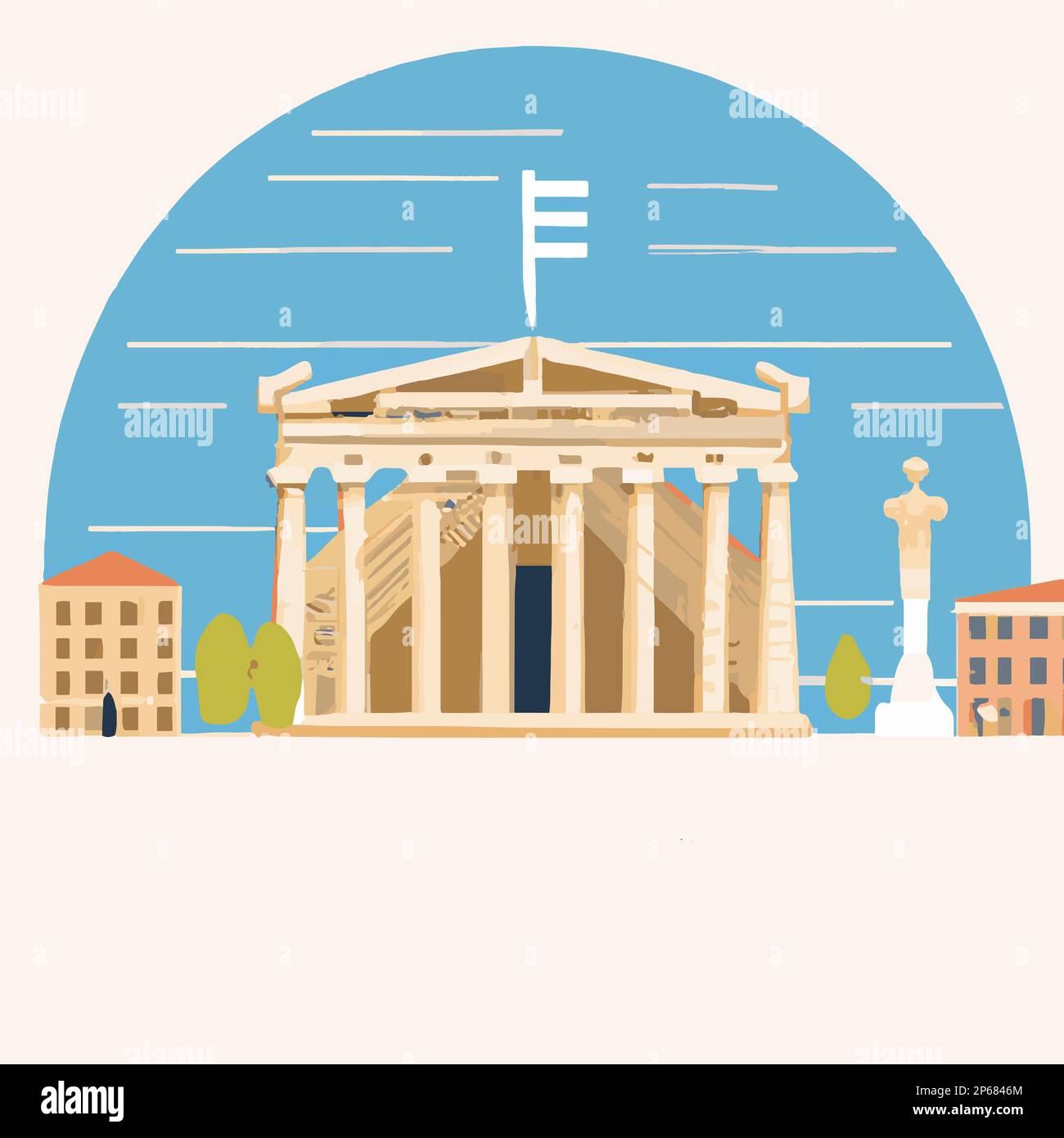 Athens, Greece Temple . Handmade vector art illustration Stock Vector Image & Art - Alamy